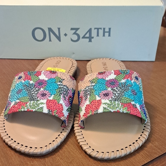 ON 34th | Shoes | On 34th 65 Floral Embroidered Slide Sandals | Poshmark